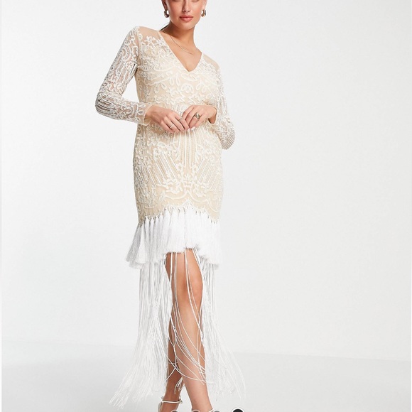 ASOS | Dresses | Asos Design Fringe Dress In Cream | Poshmark